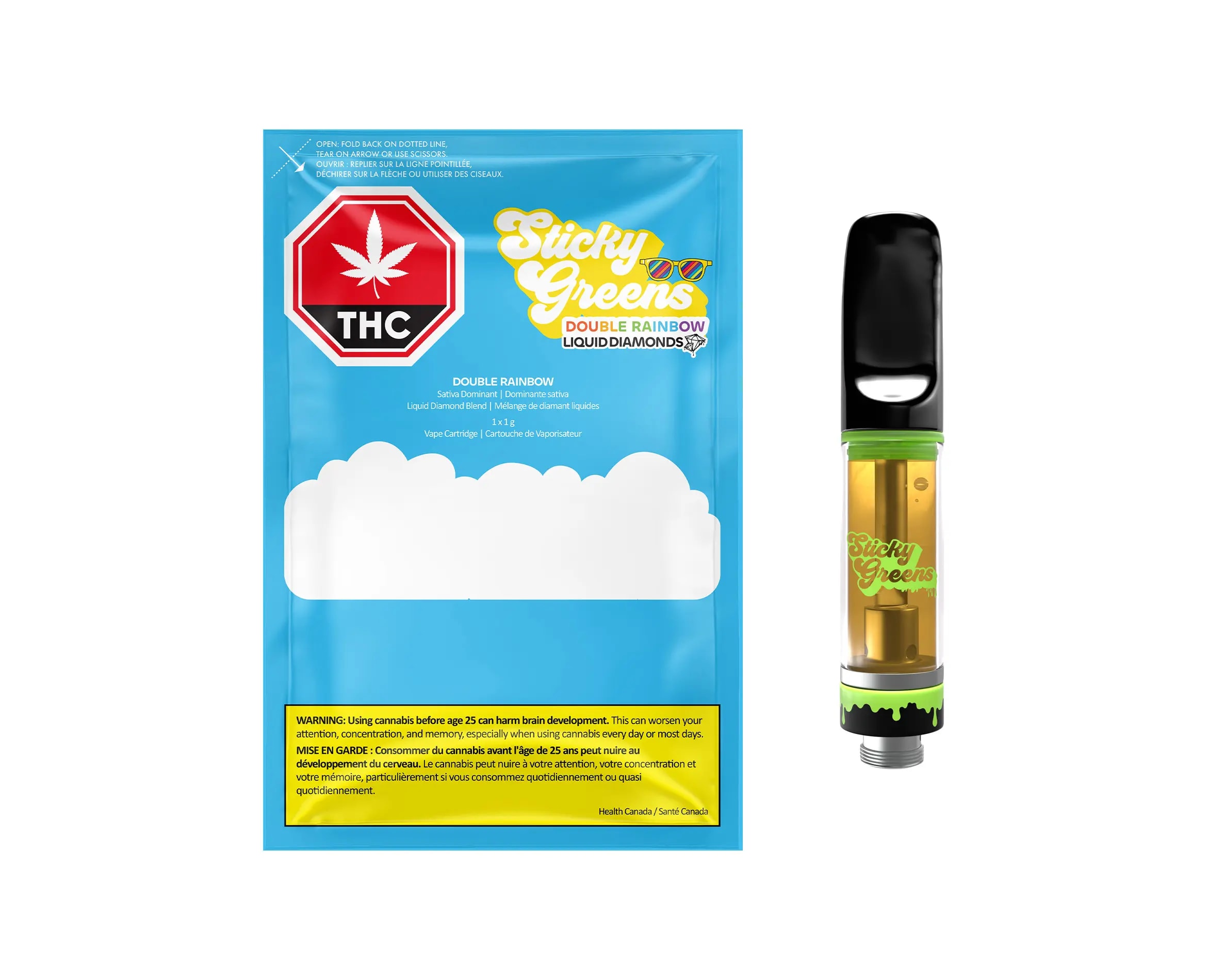 Sticky Greens Double Rainbow Liquid Diamond Prefilled Vape Cartridge